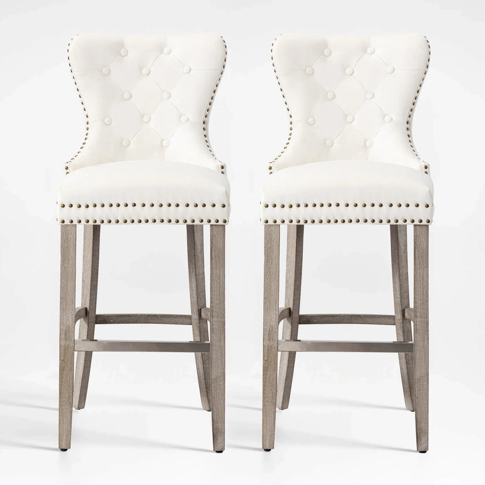 Hank 29" Tufted Velvet Counter Stool Antique Gray