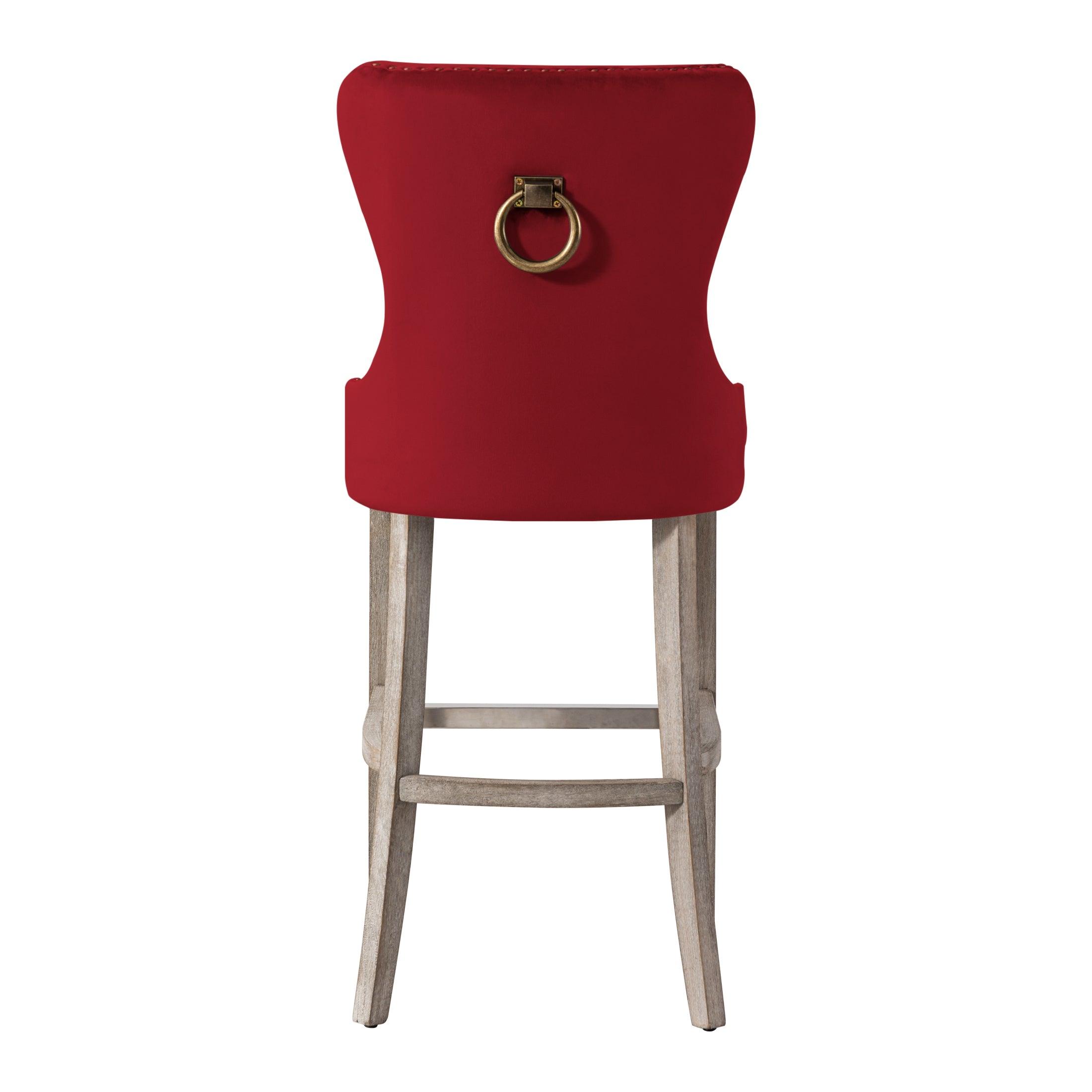 WestinTrends Wordford 29 inch Tufted Velvet Bar Stool Antique Gray Black