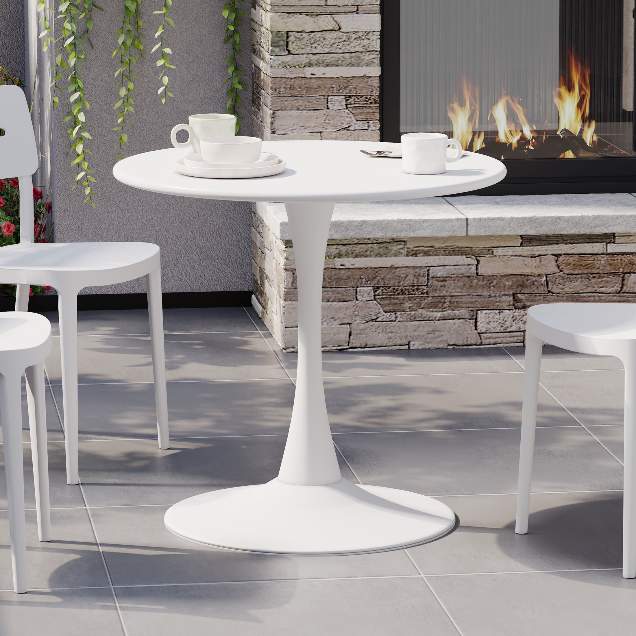 Sunshine 31.5" Round Outdoor Indoor Metal Cocktail Dining Table
